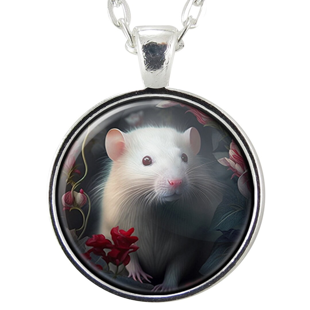 White Rat With Red Eyes Necklace Pendant, Mouse Lover Gifts for Her ...