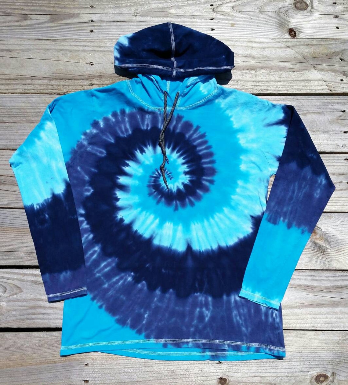 Youth Blue Spiral Tie Dye Hoodie Xs S M L Xl Long Sleeve Etsy