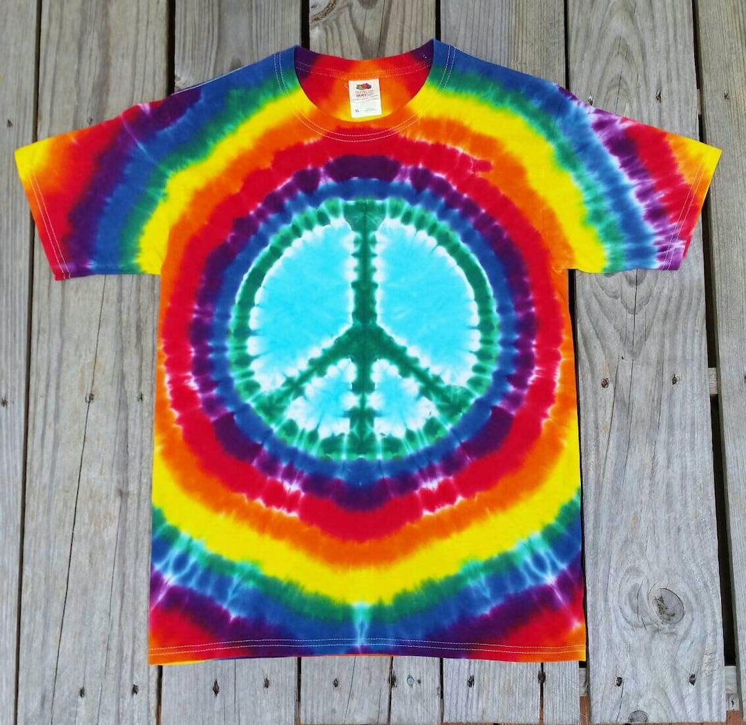 Rainbow Tie Dye Peace Sign Shirt, S M L XL 2XL, Adult Tie Dye, Men's ...
