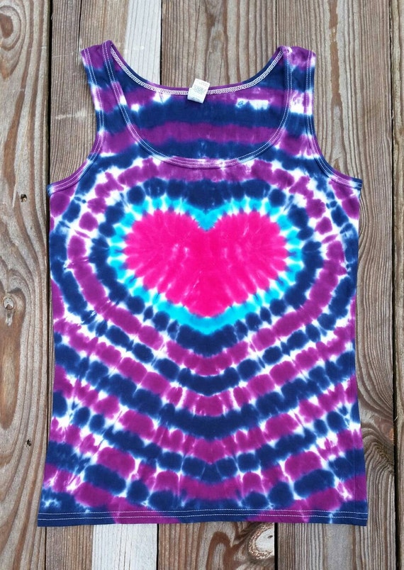 Womens Heart Tie Dye Tank Top Womens Sizes S M L Xl 2xl Etsy
