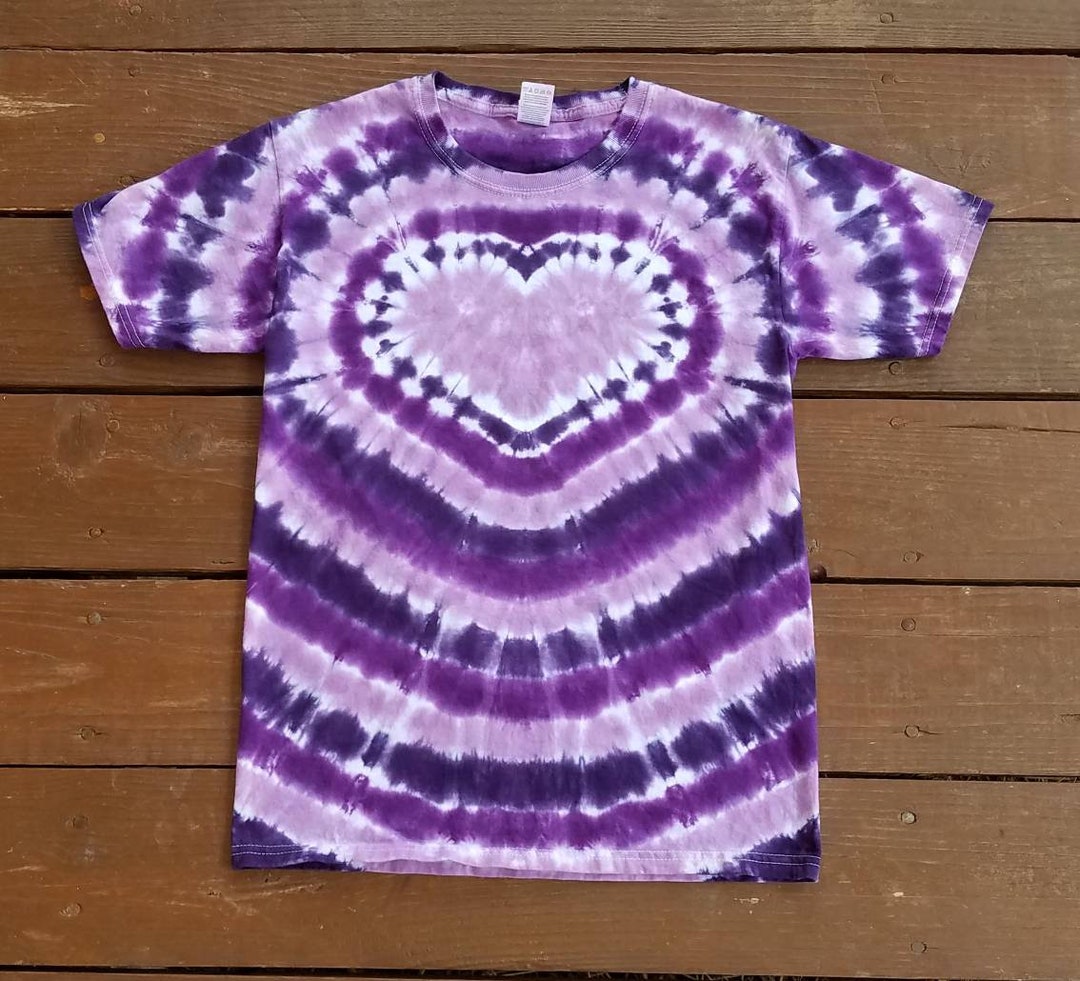 Purple Heart Tie Dye T-shirt, 2X 3X 4X 5X 6X, Purple Tie Dye Top, Short ...