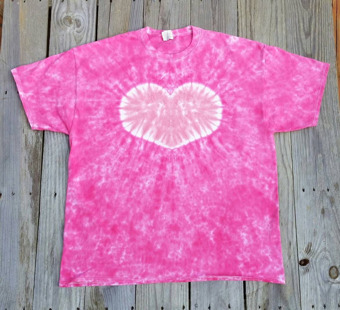 Women's Bright Pink Heart Tie Dye T-shirt, S M L XL XXL 3XL, Valentine ...