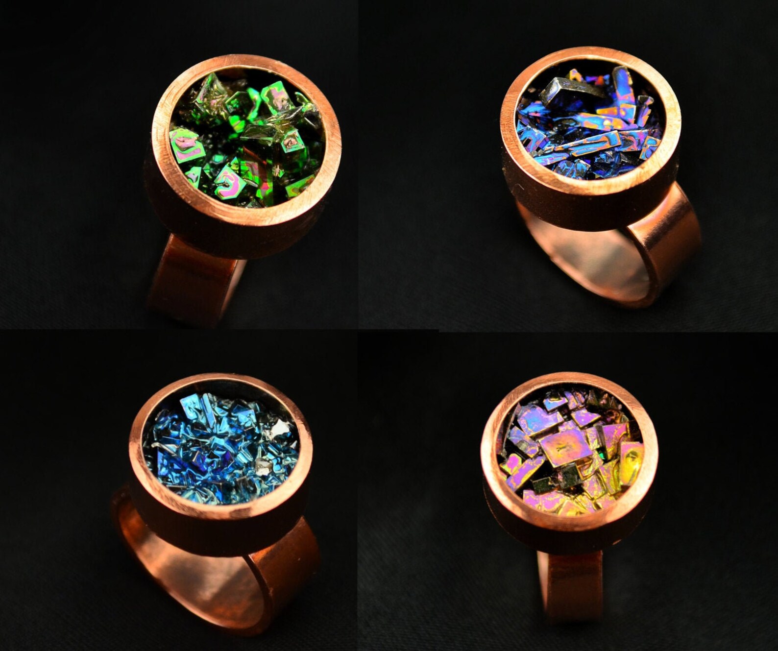 Copper and Bismuth Crystal Cocktail Ring, Custom Color Choice - Etsy