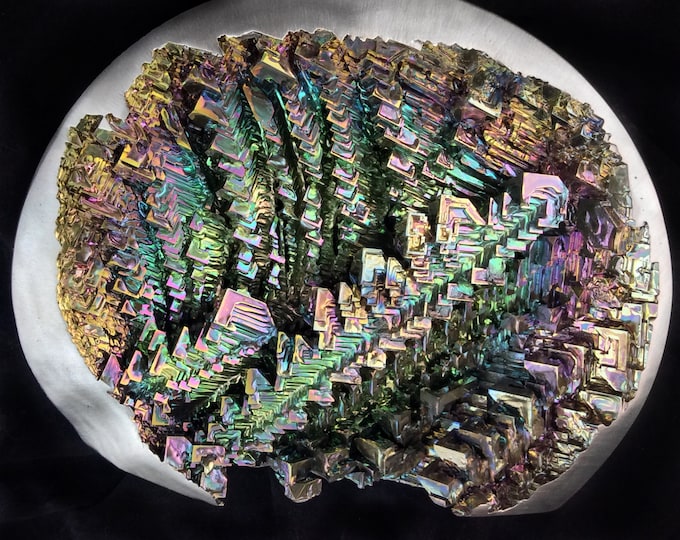 Large Bismuth Crystal Sculpture against the Grain Iridescent Metal ...