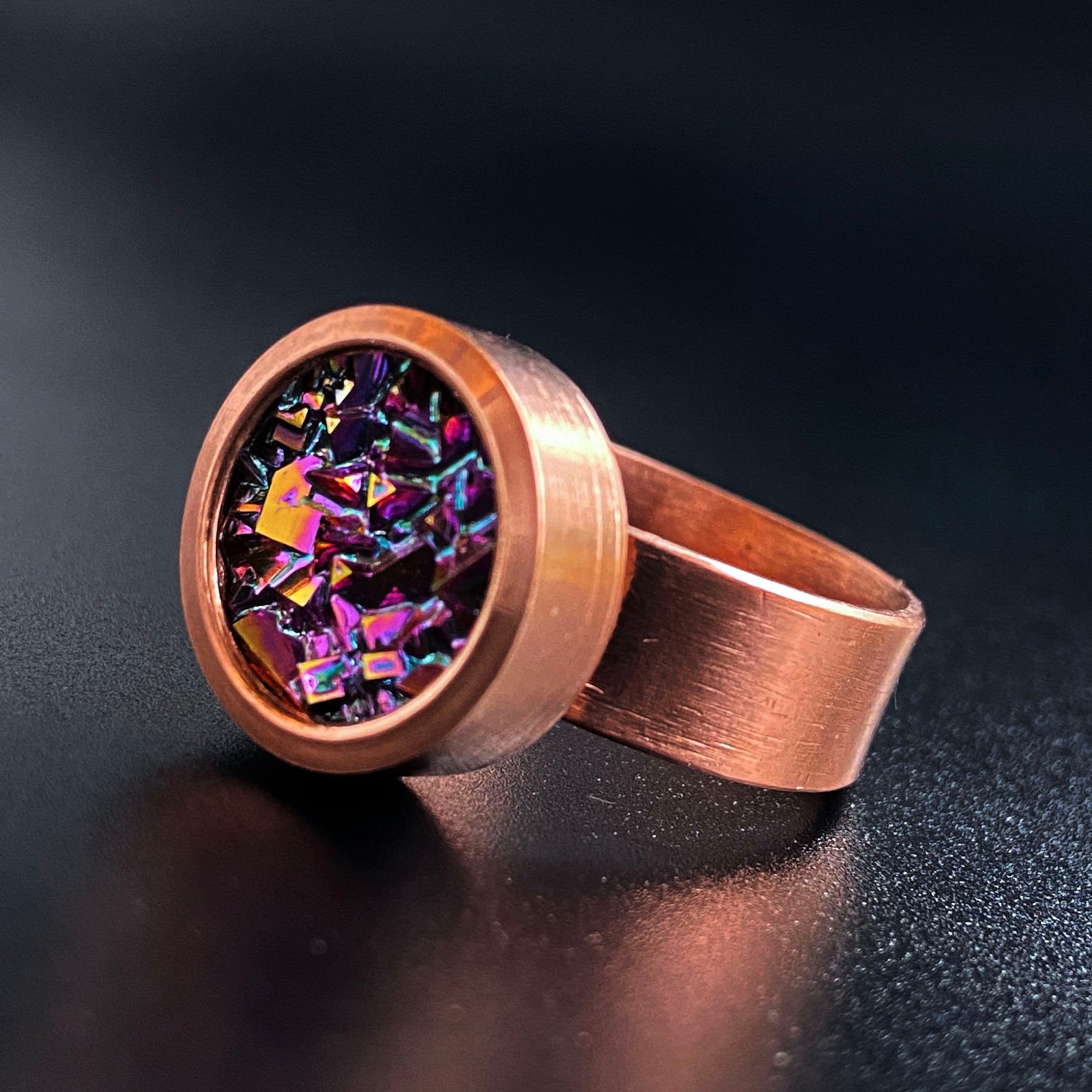 Copper and Bismuth Crystal Cocktail Ring, Custom Color Choice - Etsy