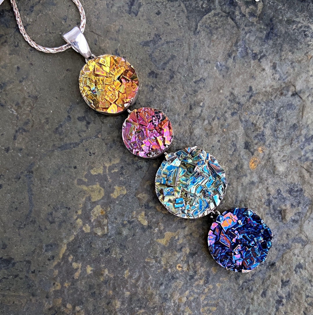Galilean Moons of Jupiter Necklace, Bismuth Crystal Jewelry, Romantic ...