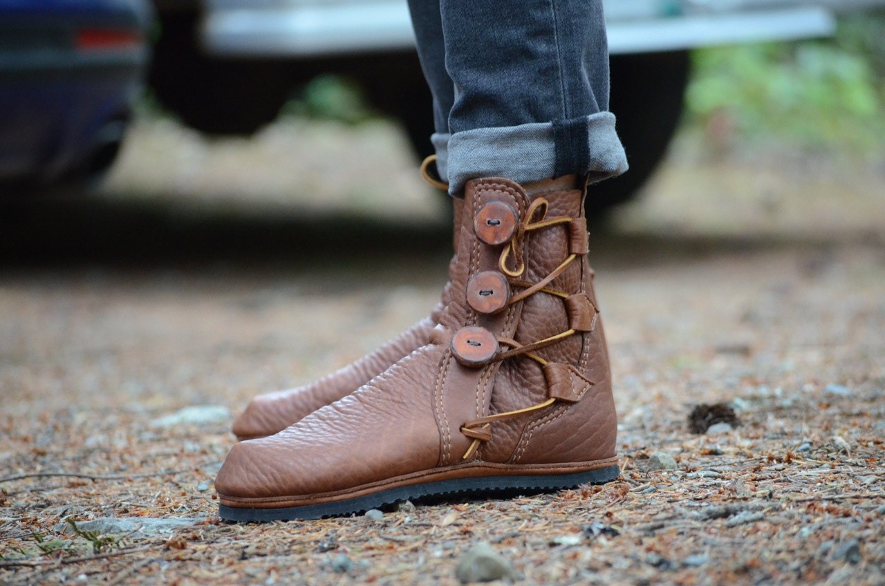 Custom Leather Boots: Made to Order - Double Tobacco Moccasins With ...