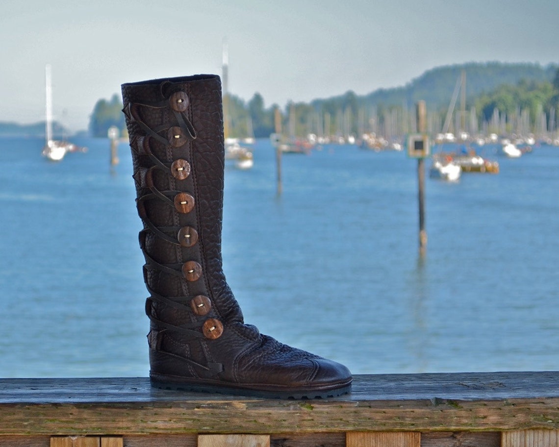 Chocolate Brown Moccasins: Made to Order Knee High Boots Leather Boots ...