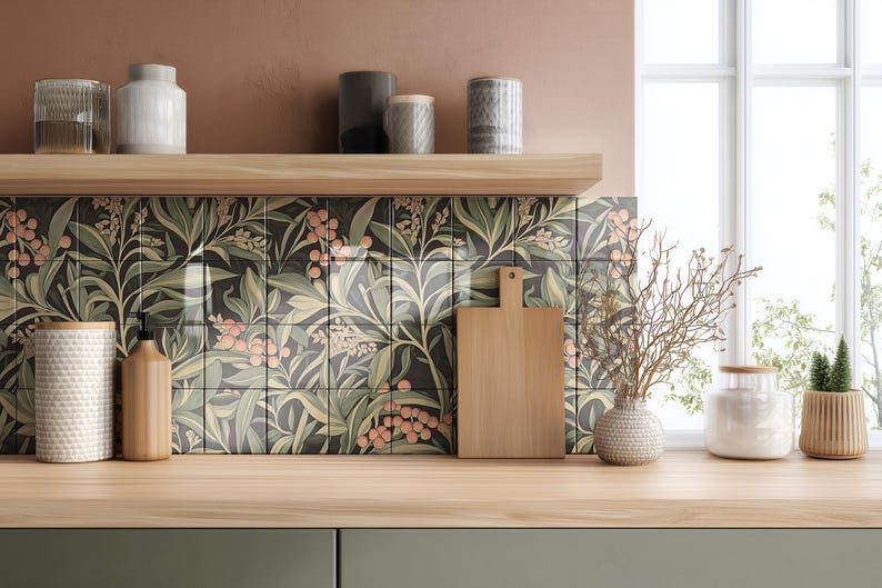 Editable Kitchen Tiled Wall Mockup (PSD), Minimal Glossy Ceramic Tiling ...