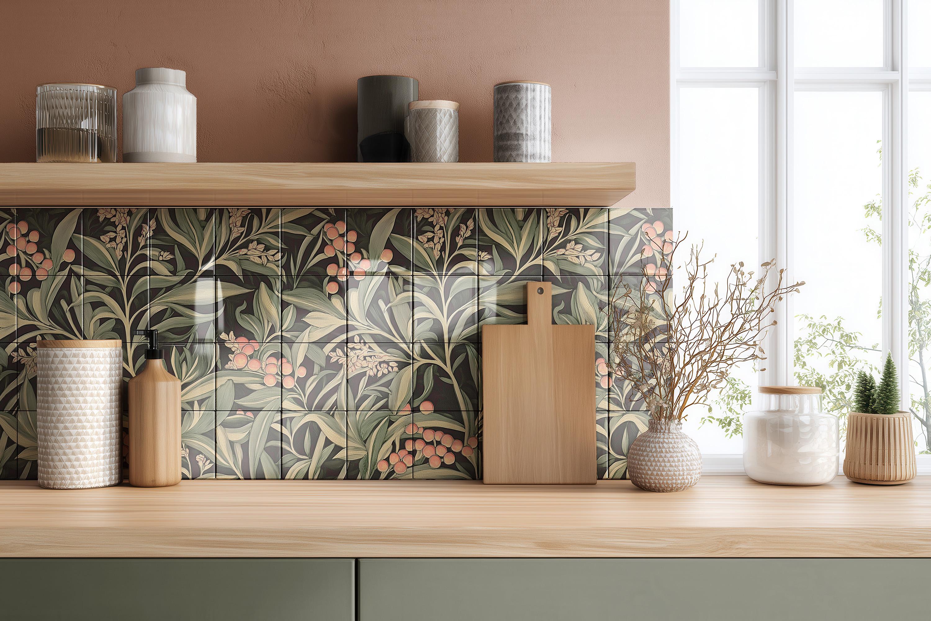 Editable Kitchen Tiled Wall Mockup (PSD), Minimal Glossy Ceramic Tiling ...
