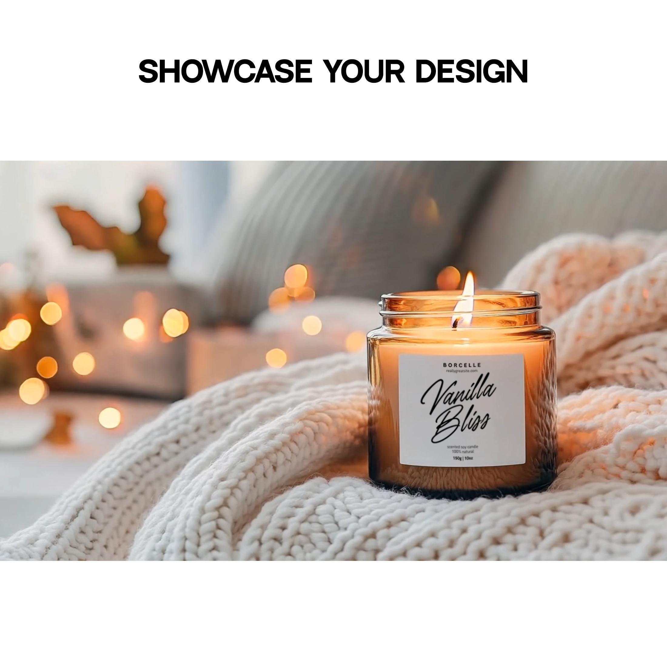 Editable Motion Candle Mockup, Video Amber Glass Candle Jar Template ...