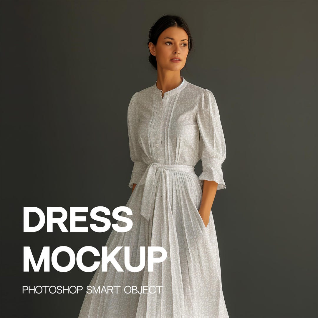 Natural Dress Mockup, Fabric Mock-up (PSD+JPG), Textile Template Easy ...