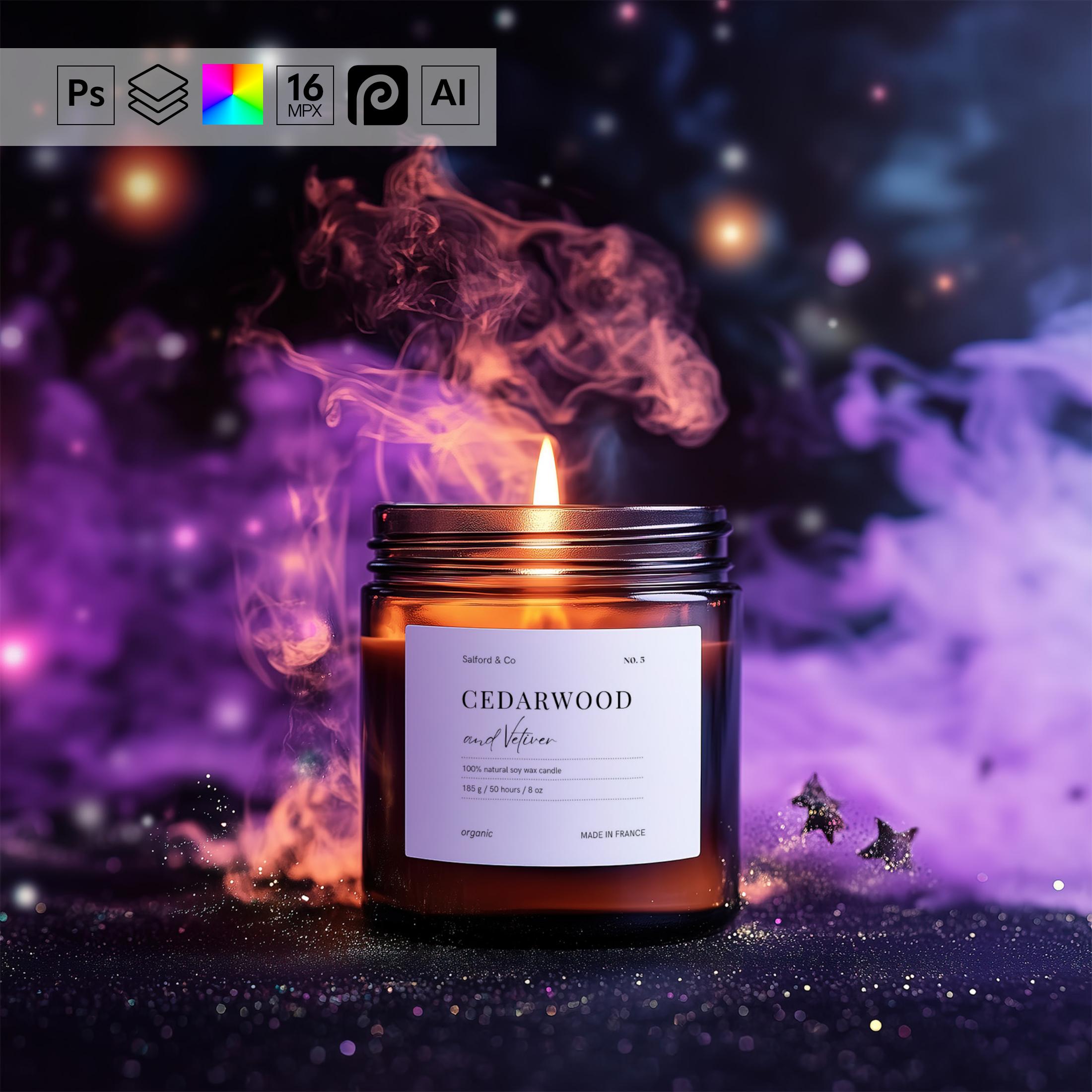 Amber Glass Candle Mockup PSDJPG for Ads and Social Media, Professional ...
