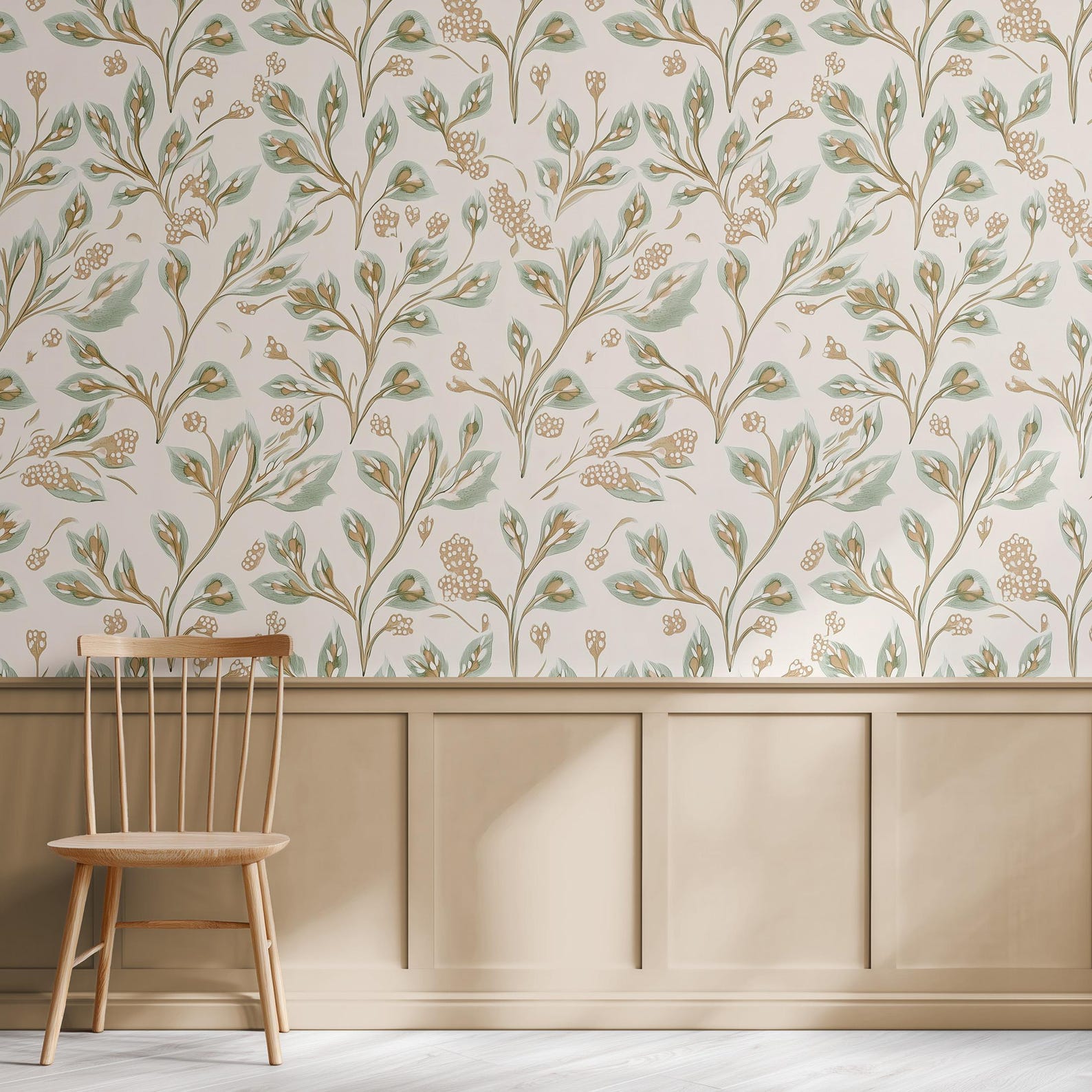 Cottagecore Wallpaper Mockup, Blank Wall Seamless Surface Pattern Mock ...