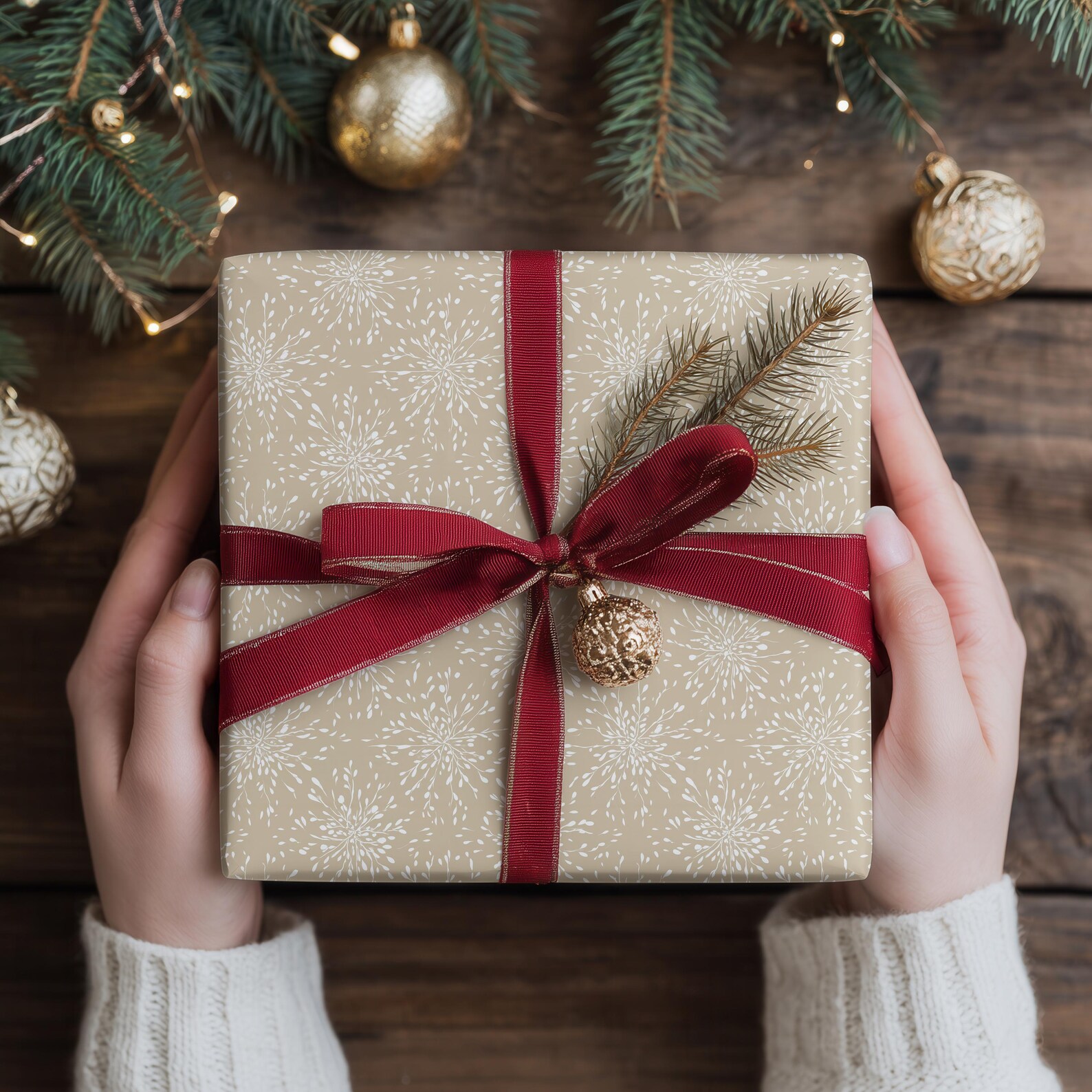 Digital Christmas Wrapping Paper Mockup | Vintage Gift Box in Female ...