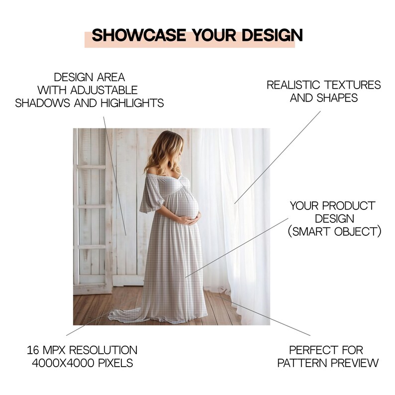 Maternity Maxi Dress Mockup (PSD), Fabric Mother-to-be Model Mock-up ...