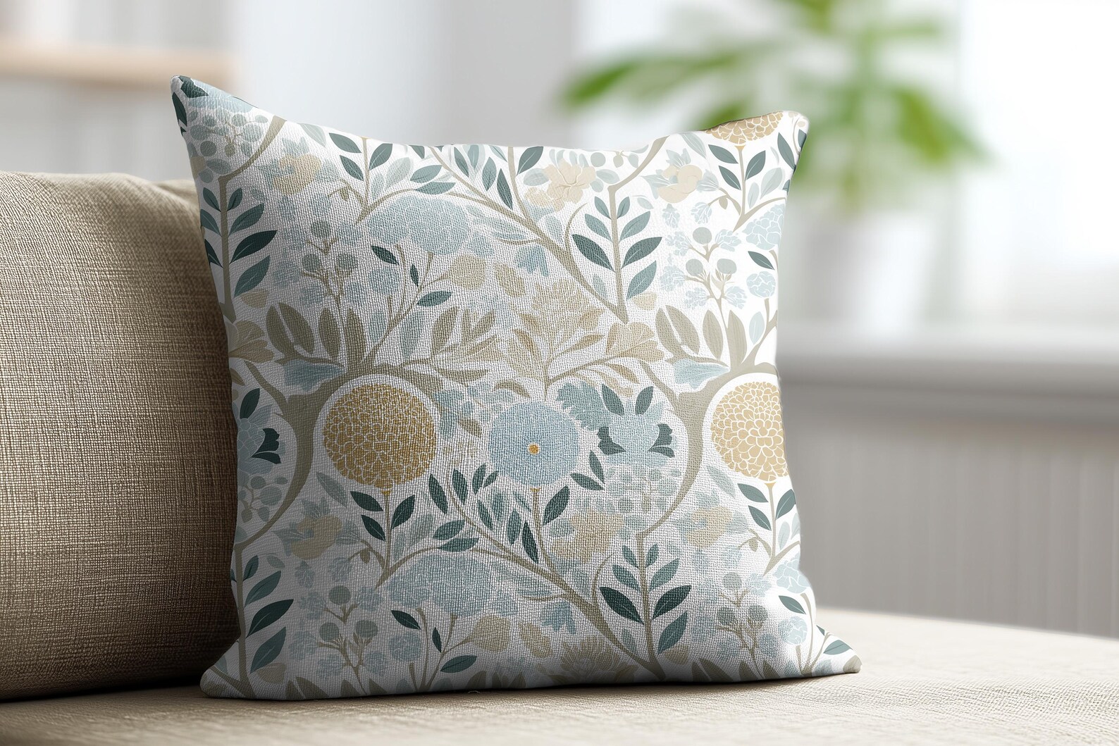 Square Pillow Mockup (PSD), Fabric Seamless Pattern Preview, Textile ...