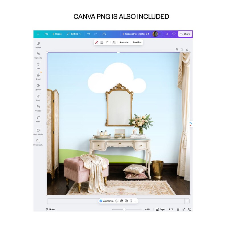Maximalist Dressing Room Wallpaper Mockup PSD, Luxury Vintage Vanity ...