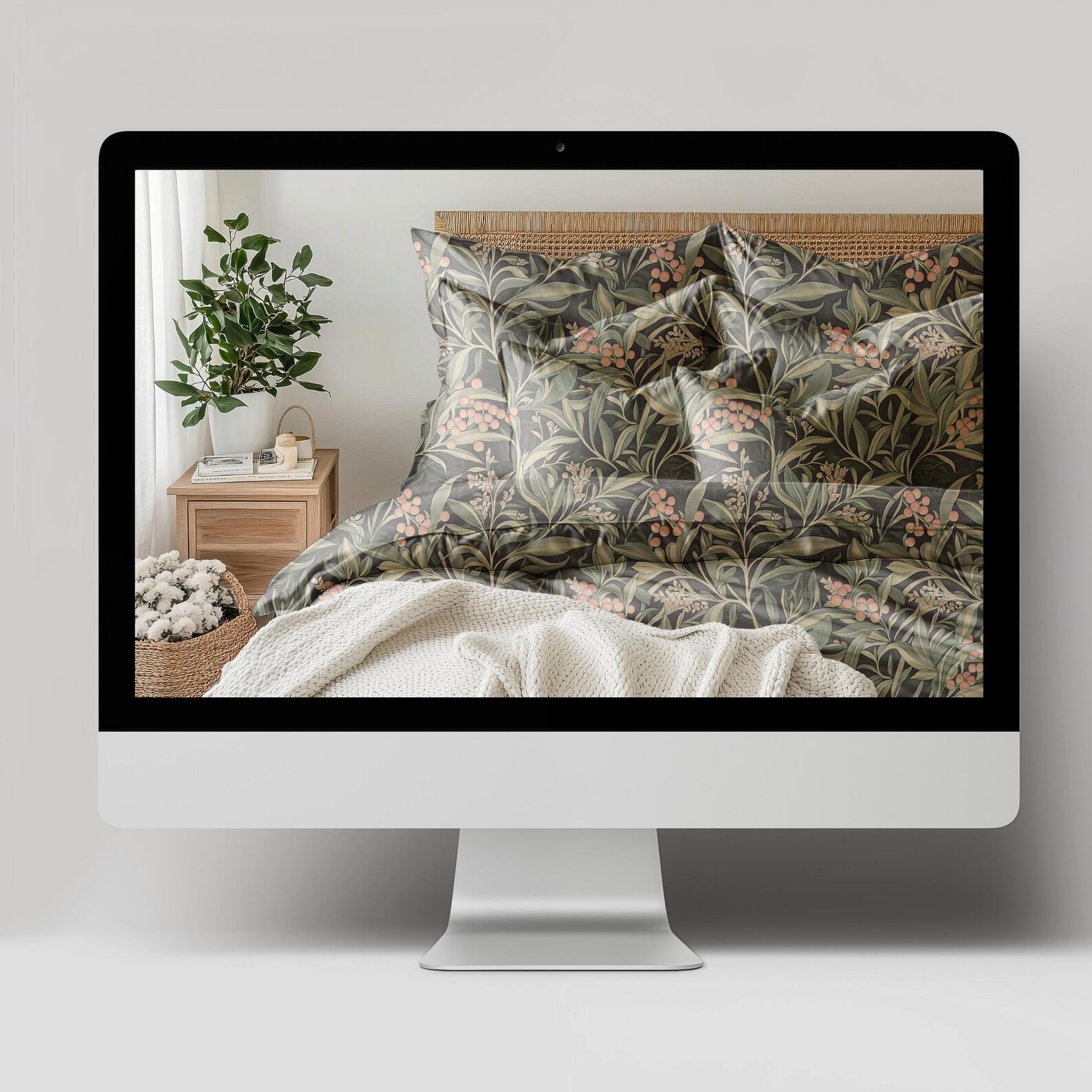 Bedding Textile Design Display Showcase, Bed Linen Mockup (PSD Smart ...