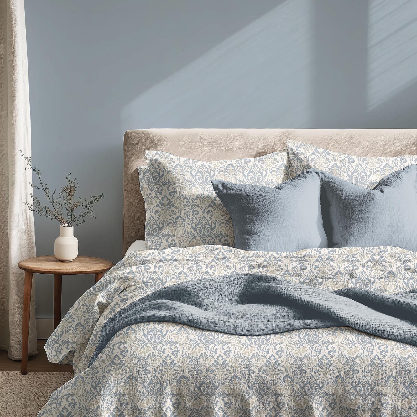 Bed Linen Mockup (PSD Smart Object), Realistic Bedding Fabric Pattern ...