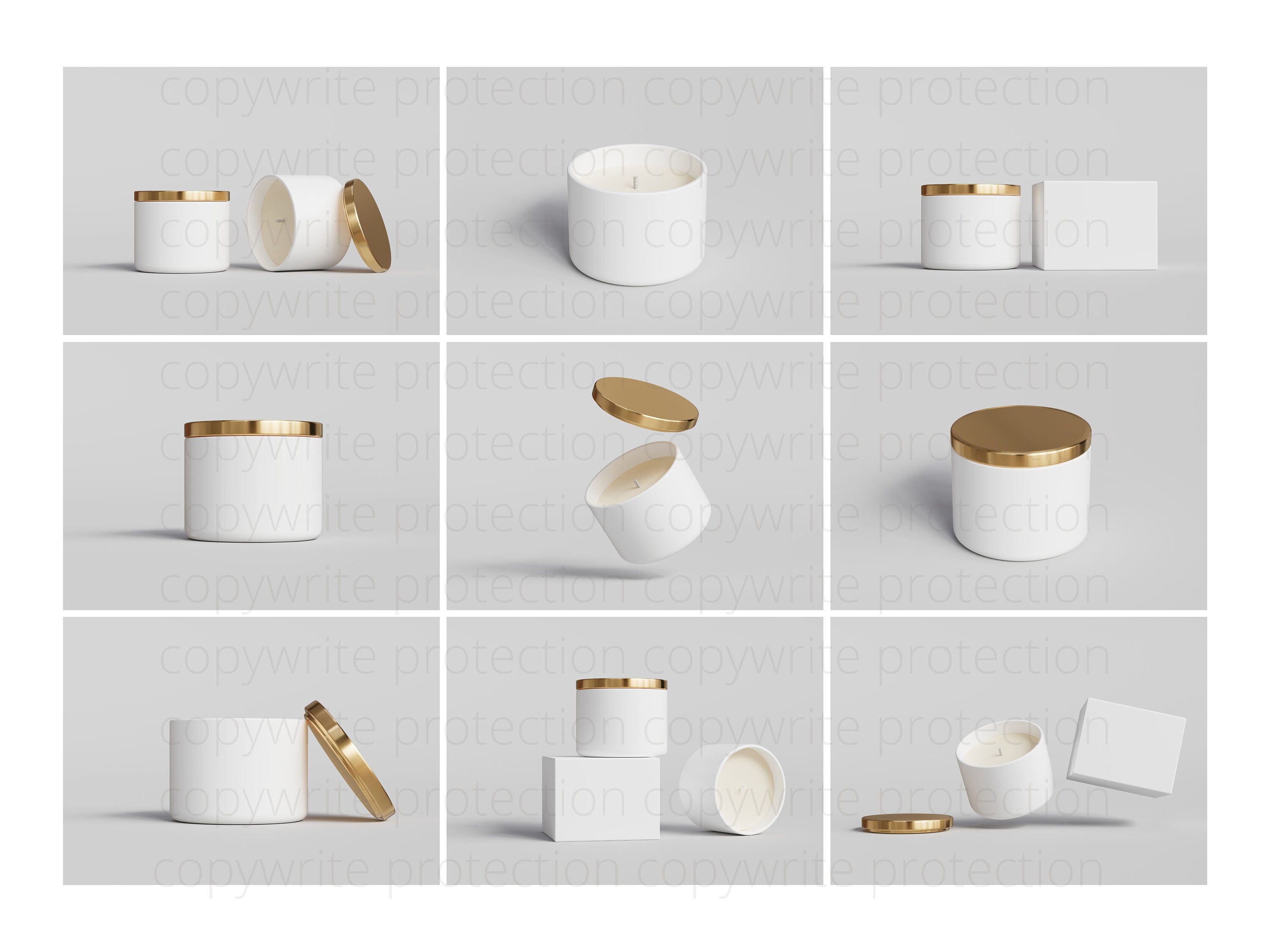 White Candle Jar With Gold Lid realistic 3D Renders Bundle - Etsy