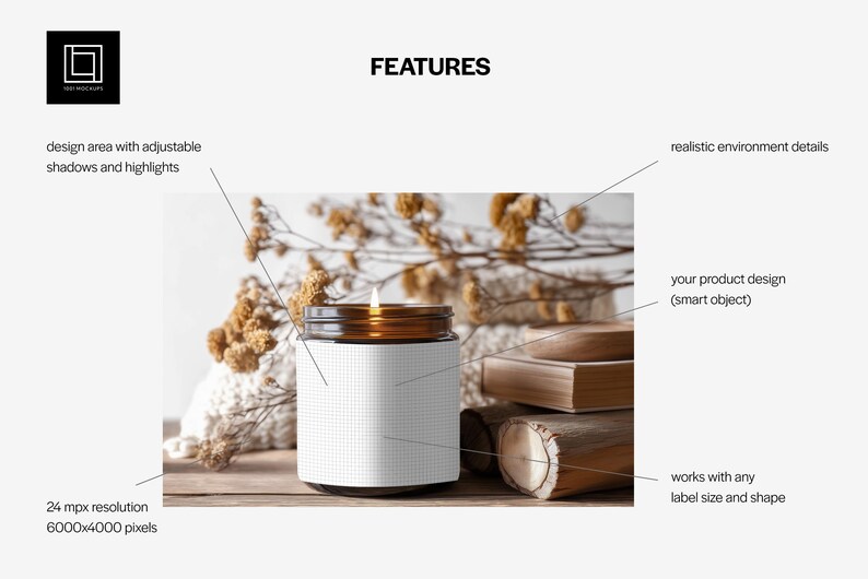 Fall 2026 Amber Candle Mockup for Any Label Size (PSD), Adjustable ...