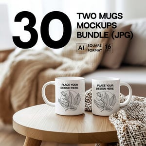 30 Winter Double Ceramic Mug Mockups Bundle (JPG), Printify Set of Two ...