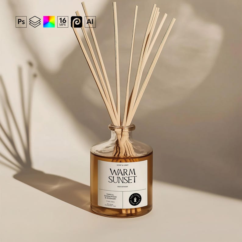 Clear Glass Reed Diffuser Mockup PSDJPG, Editable Scented Oil Natural ...