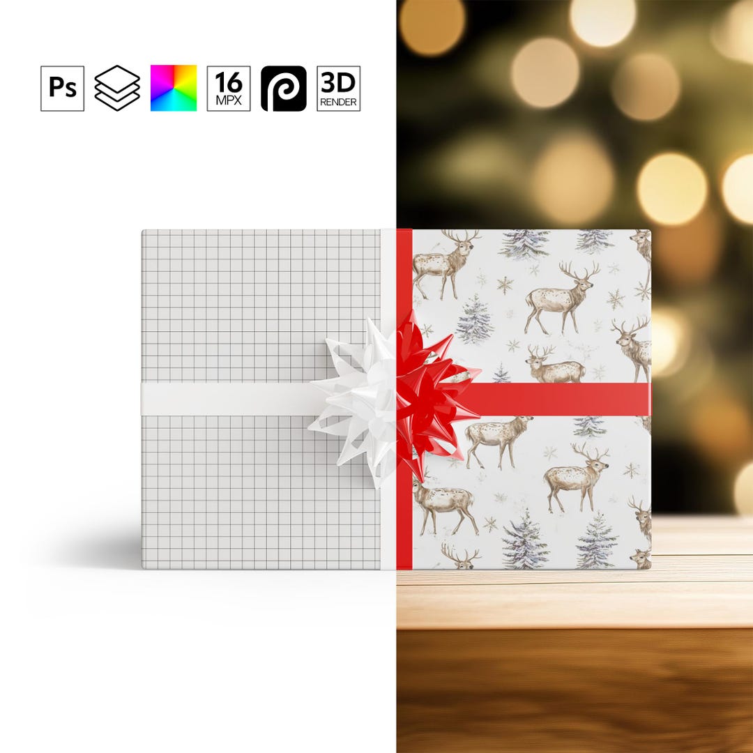 Editable Wrapping Paper 3D Mockup (PSD), Digital Paper Pattern Preview ...