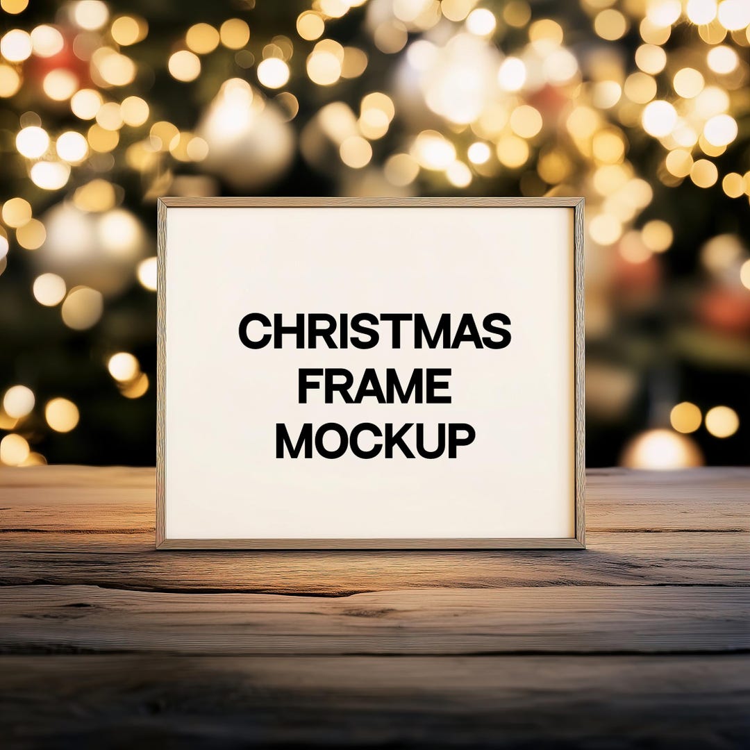 Rustic Christmas Frame Mockup JPG, Holiday Night Winter Print Template ...