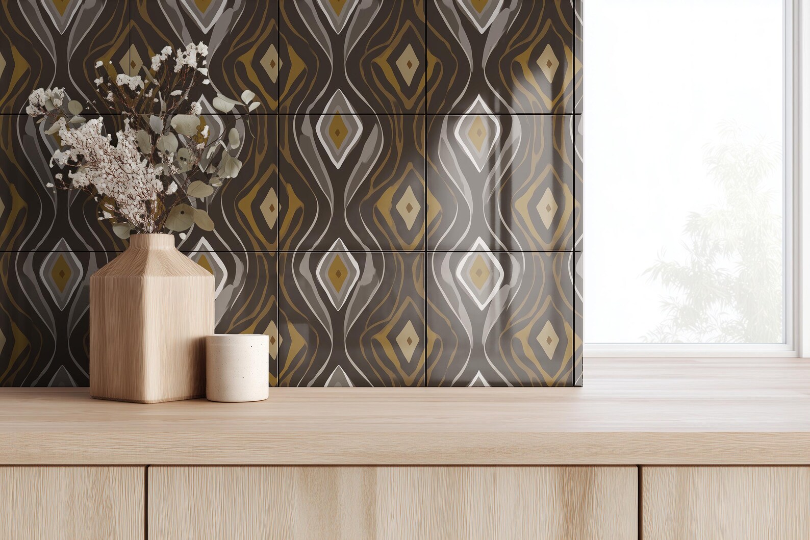Minimal Glossy Ceramic Tiling Preview Template, Kitchen Tiled Wall ...