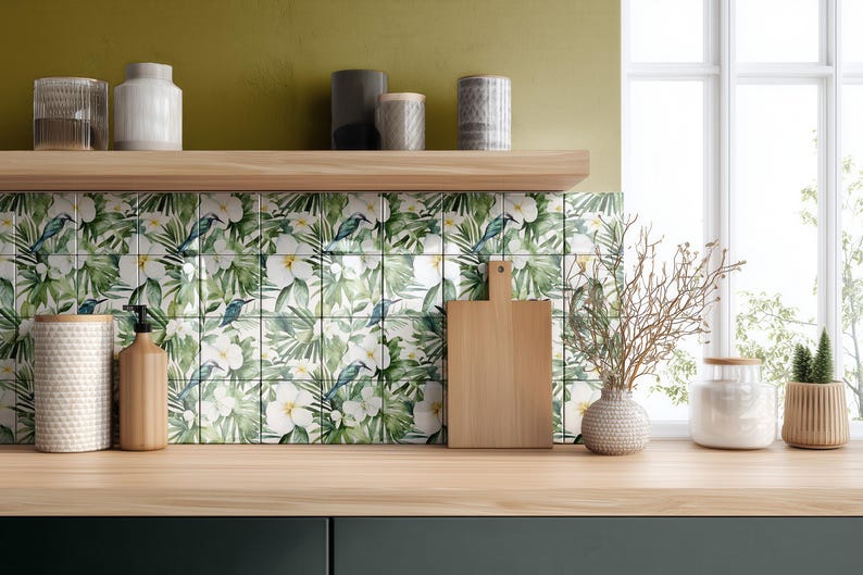 Editable Kitchen Tiled Wall Mockup (PSD), Minimal Glossy Ceramic Tiling ...