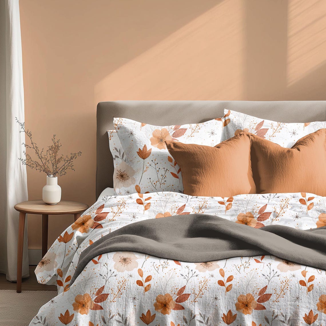 Bed Linen Mockup (PSD Smart Object), Realistic Bedding Fabric Pattern ...