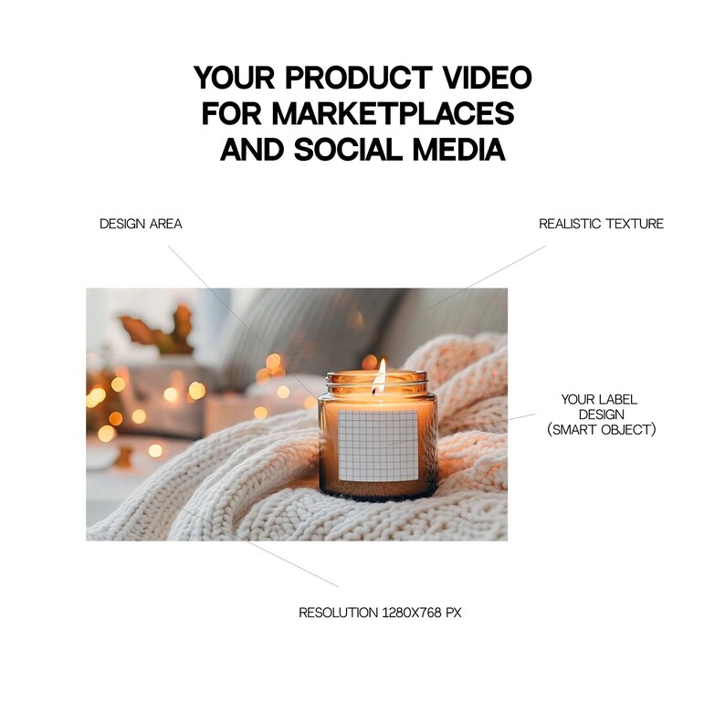 Editable Motion Candle Mockup, Video Amber Glass Candle Jar Template ...