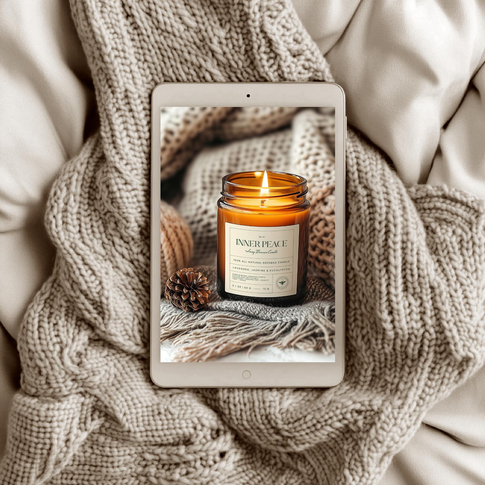 Editable Amber Glass Handmade Candle Jar Mockup, Front View Scented ...