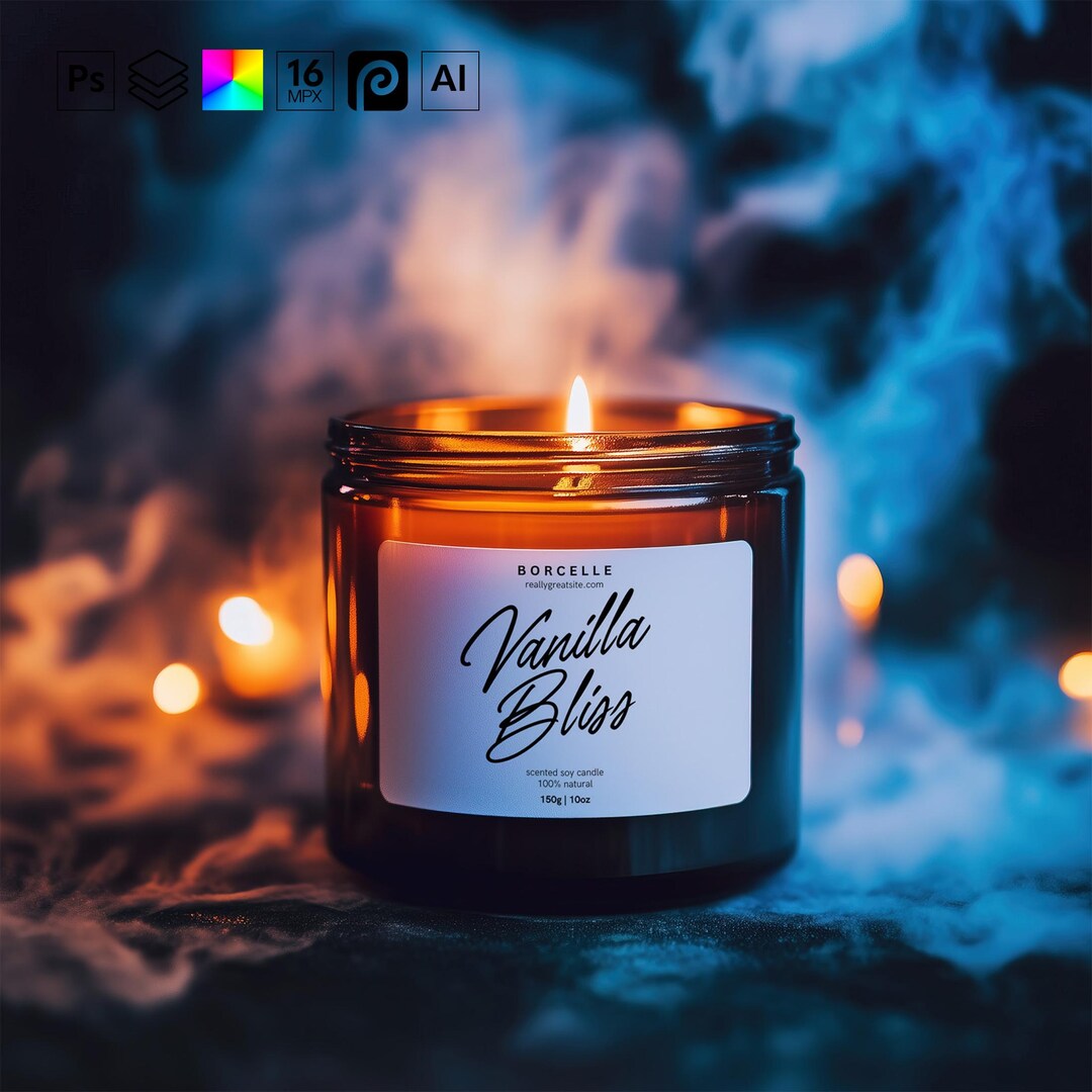 Unusual Amber Glass Candle Mockup PSDJPG for Ads and Social Media ...