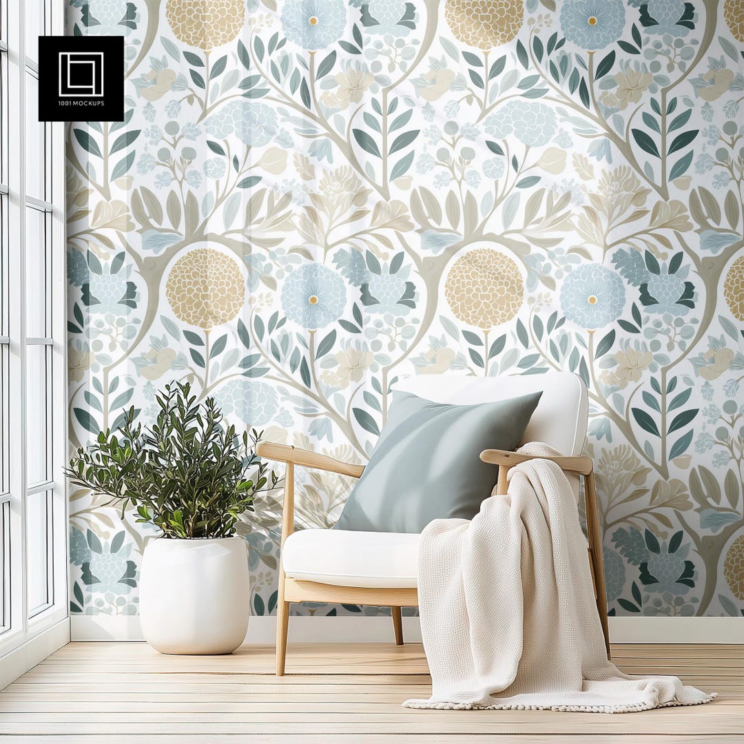 Retro Wallpaper Mockup (drag-and-drop PSD), Blank Wall Pattern Mock-up ...