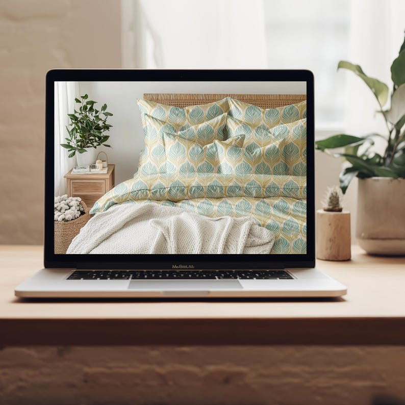 Bedding Textile Design Display Showcase, Bed Linen Mockup (PSD Smart ...