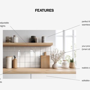 Editable Kitchen Tiled Wall Mockup (PSD), Minimal Glossy Ceramic Tiling ...