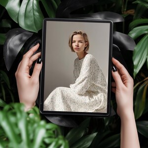 Realistic Clothing Fabric Model Photoshop Mock-up, Long Sleeve Maxi ...