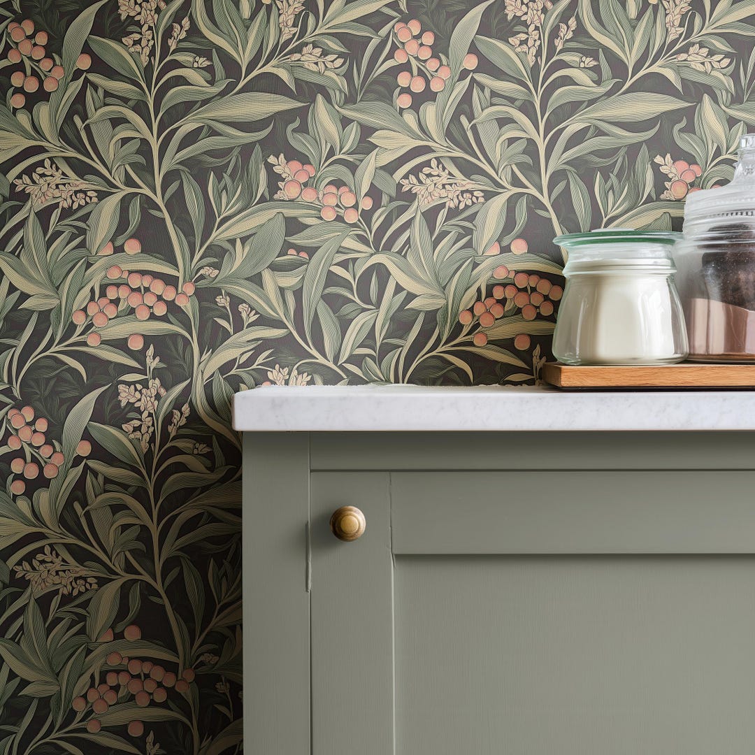 Cottagecore Wallpaper Mockup, Blank Wall Seamless Surface Pattern Mock ...