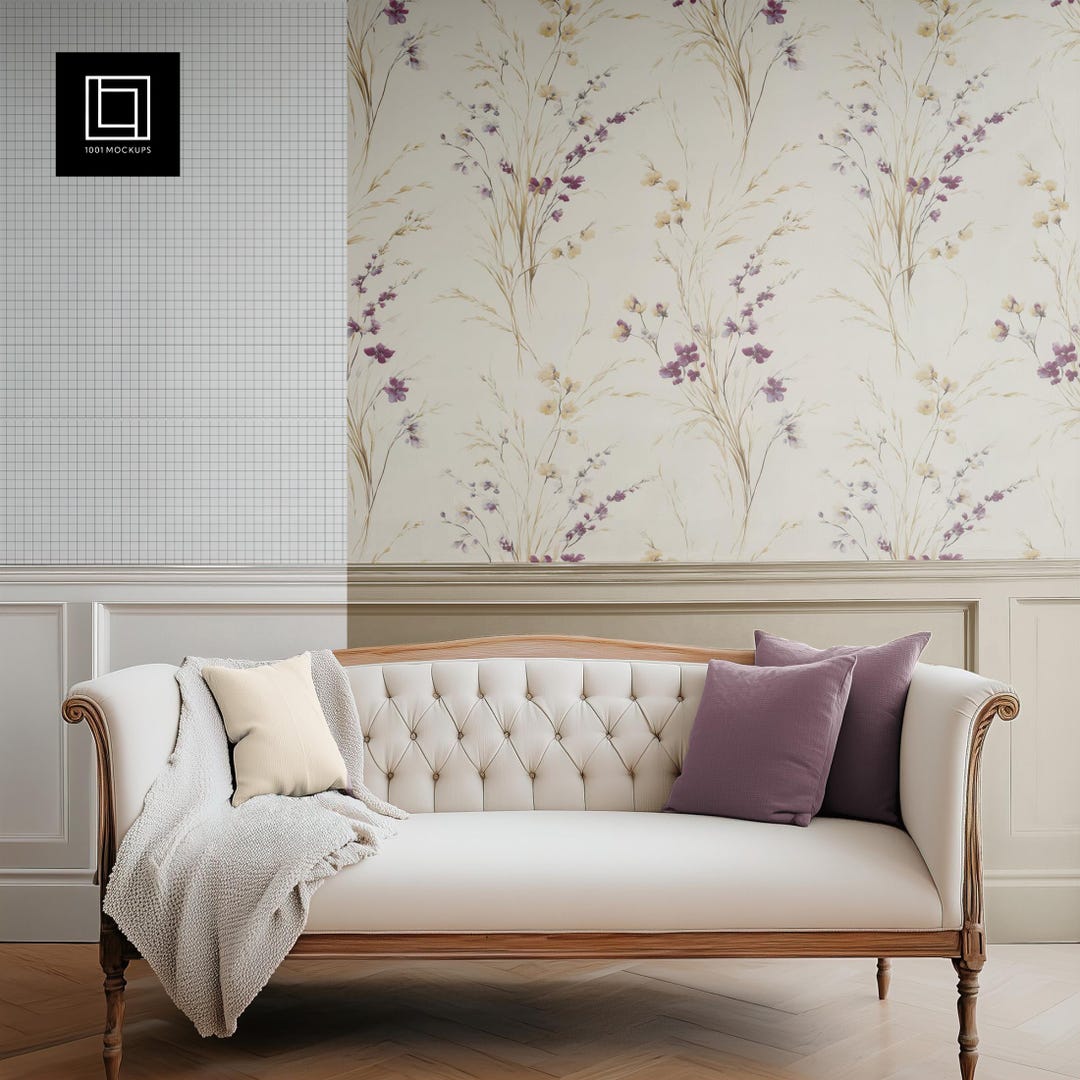 Elegant Living Room Wallpaper Mockup (PSD Smart Object), Blank Wall ...