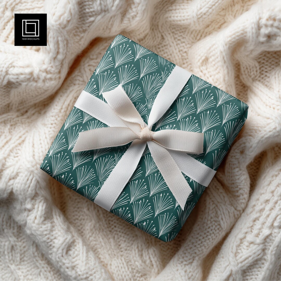 Winter Gift Box Wrapping Paper Mockup | Editable Seasonal Packaging ...