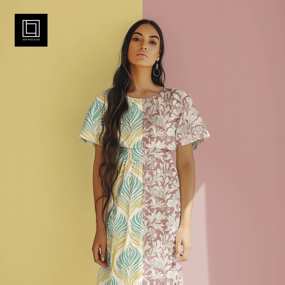 Natural Dress Mockup, Adjustable Fabric Mock-up (PSD+JPG), Textile ...