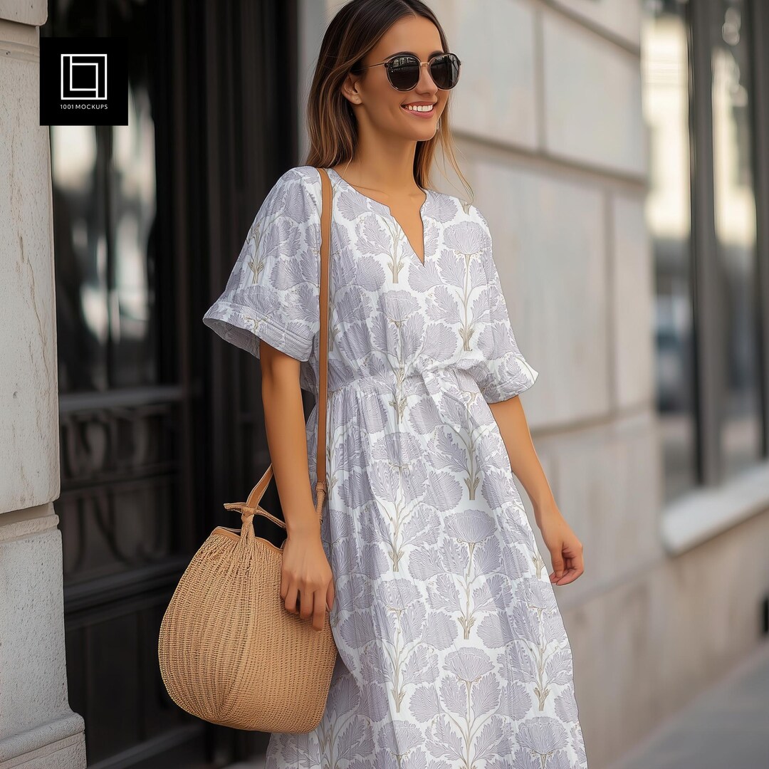 Long Summer Dress Mockup PSD, Realistic Fabric Model Mock-up, Closeup ...