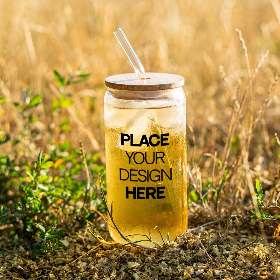 Hot Summer Glass Can Mockup, Real Photo 16 Oz Sipper Glass Mockup ...