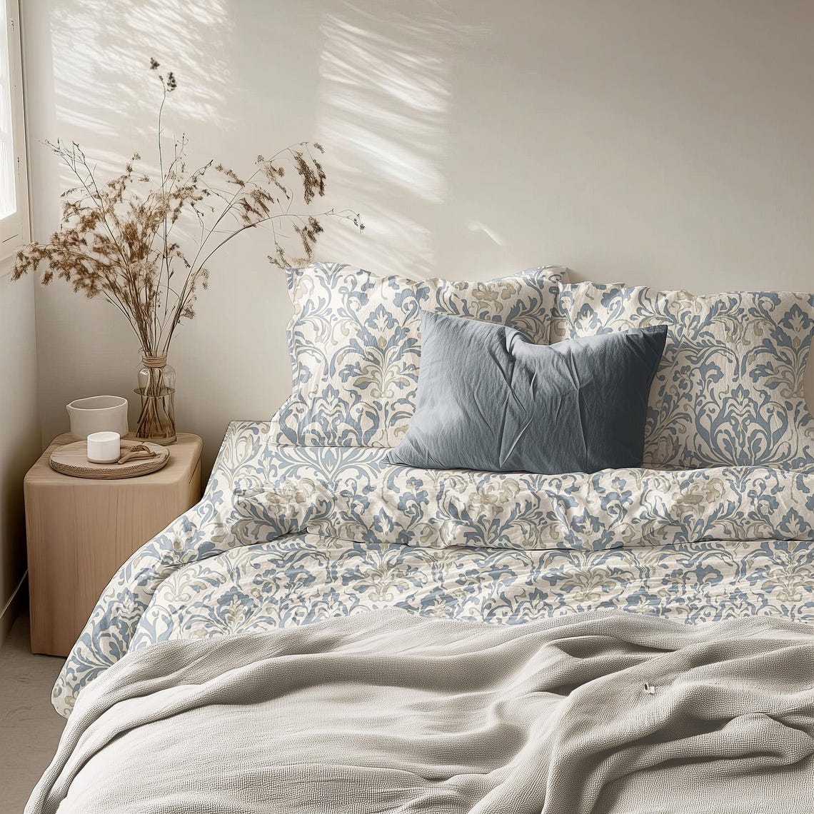 Bed Linen Mockup (PSD Smart Object), Realistic Bedding Fabric Pattern ...