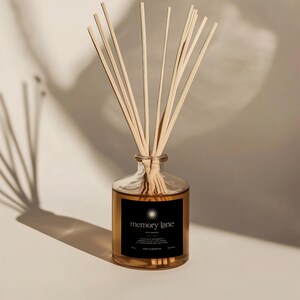 Clear Glass Reed Diffuser Mockup PSDJPG, Editable Scented Oil Natural Bottle Template, Beige ...