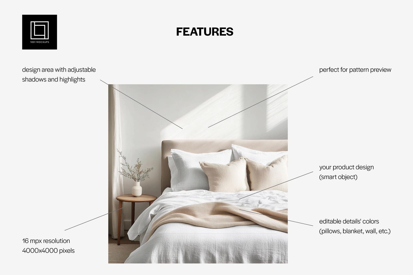 Bed Linen Mockup (PSD Smart Object), Realistic Bedding Fabric Pattern ...
