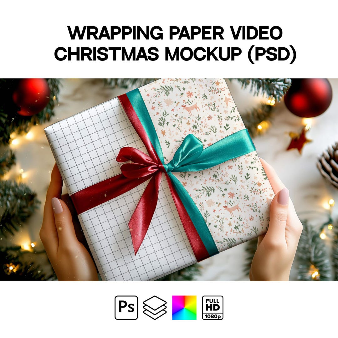 Animated Wrapping Paper Mockup (photoshop PSD), Winter Video Digital ...